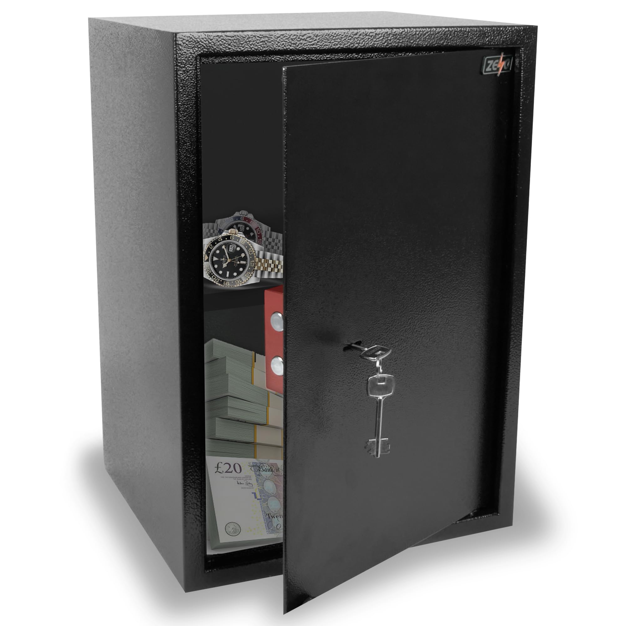 ZENO Large Office Safe - 46L + 2 Keys | Fireproof Office & Home Safe ...