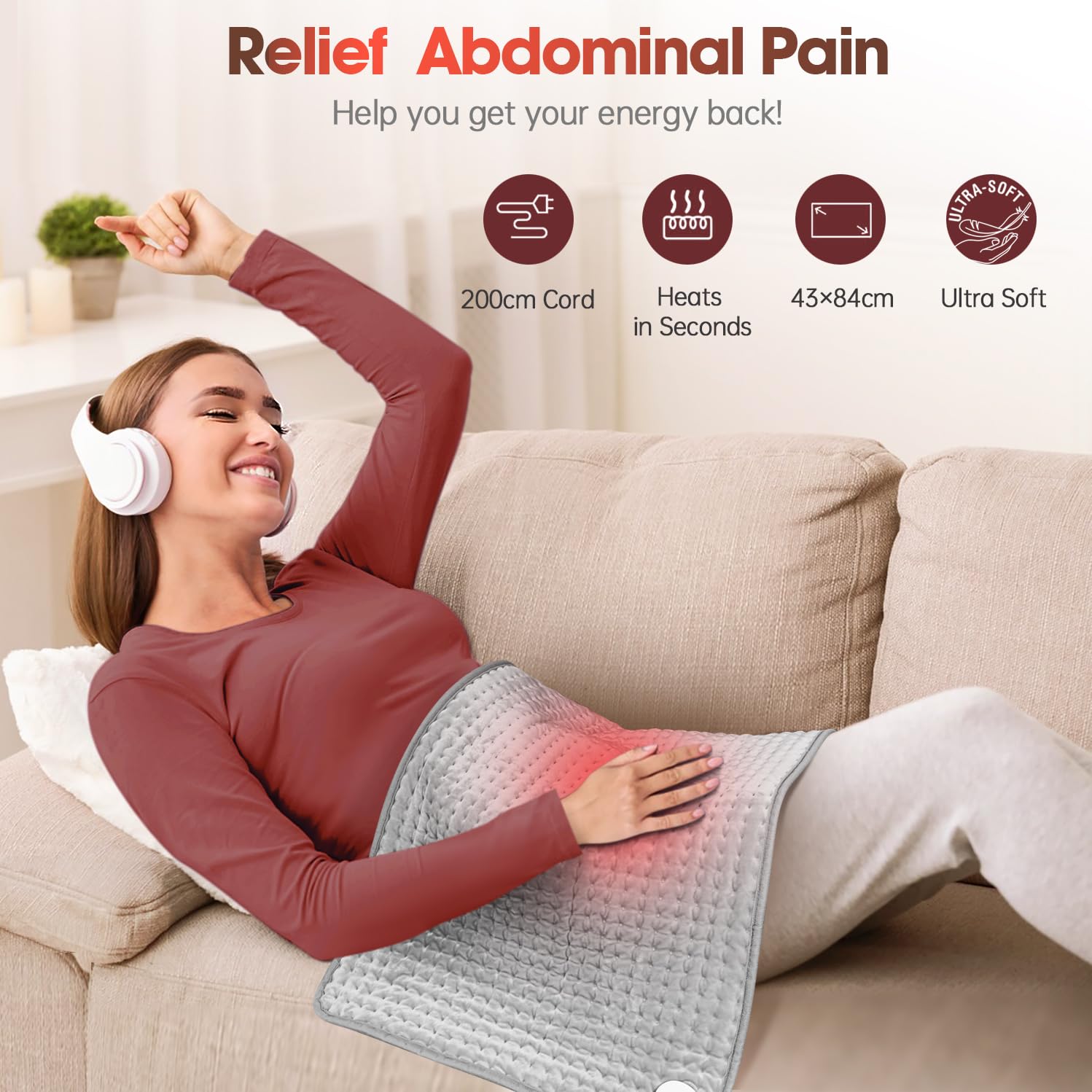Heating Pad for Back Pain Relief, Extra Large Electric Heating Pad for ...