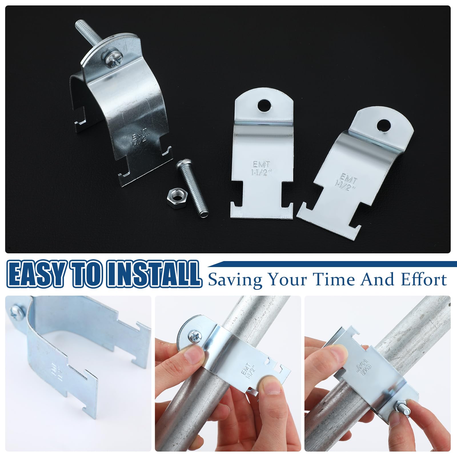 Snapklik.com : Landhoow 50 Pcs Emt Pipe Universal Strut Clamps Strut Channel Accessory Electro ...