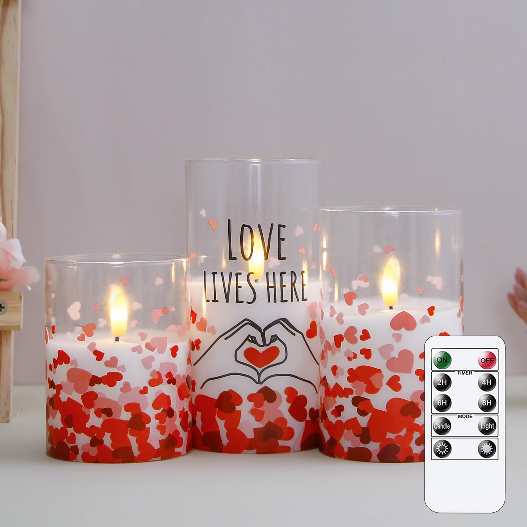 Amazon.com: Zevanor Flameless Flickering Remote Timer Valentine's Day ...