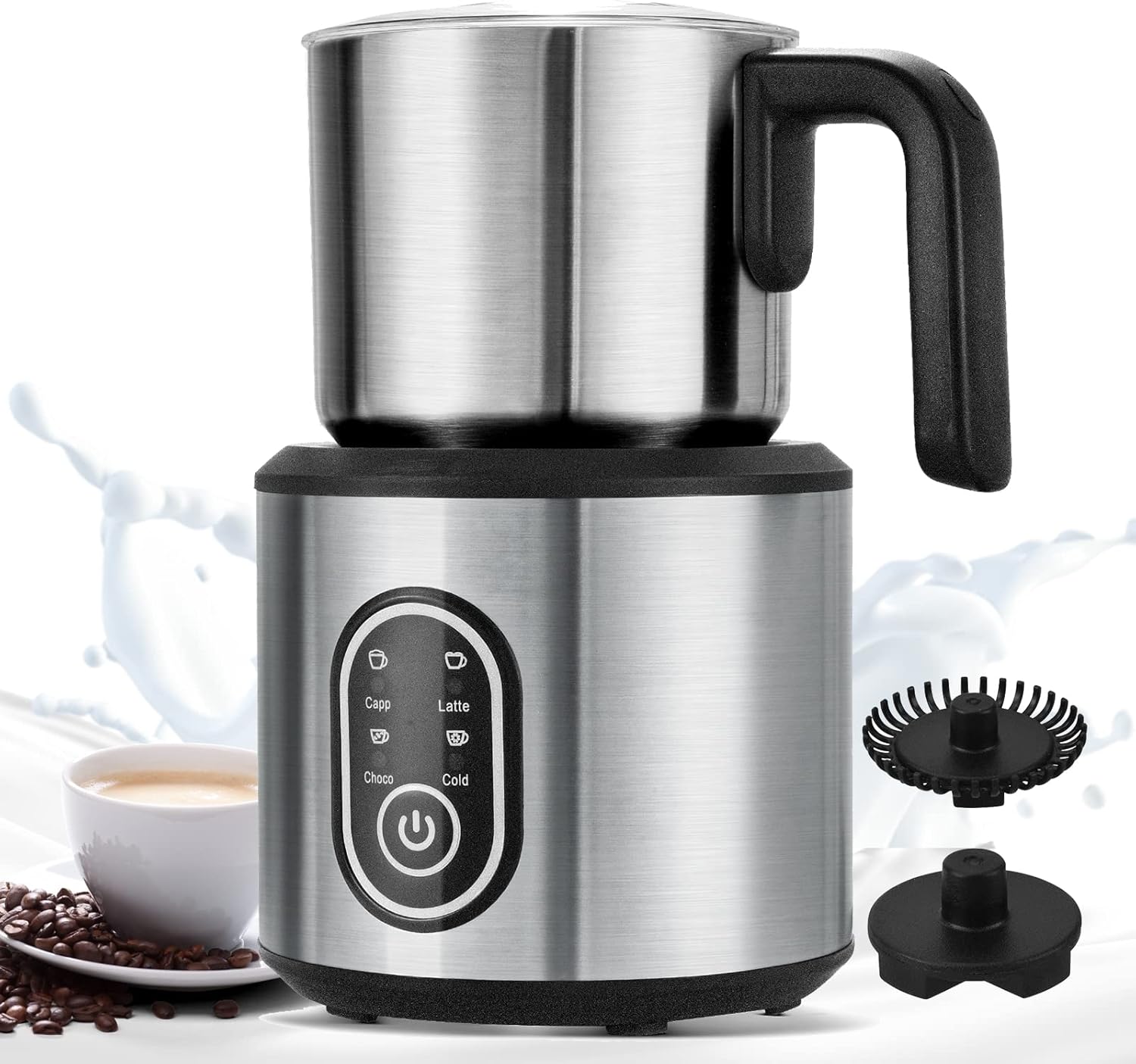 Milk Frother, Vogvigo Electric Milk Frother Machine Hot & Cold Froth ...