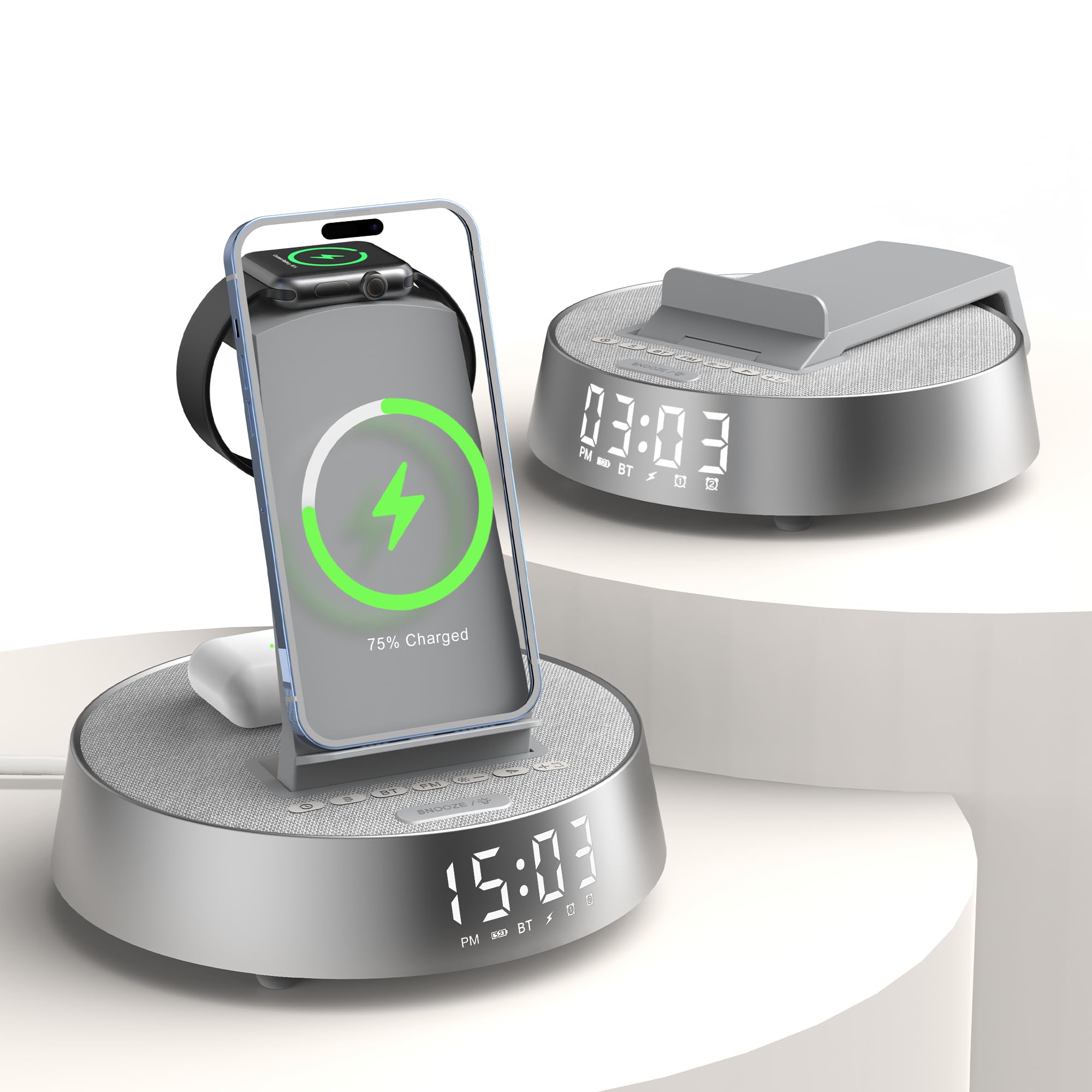 Wireless Charger iphone, Radio Alarm Clock with Wireless Charging ...