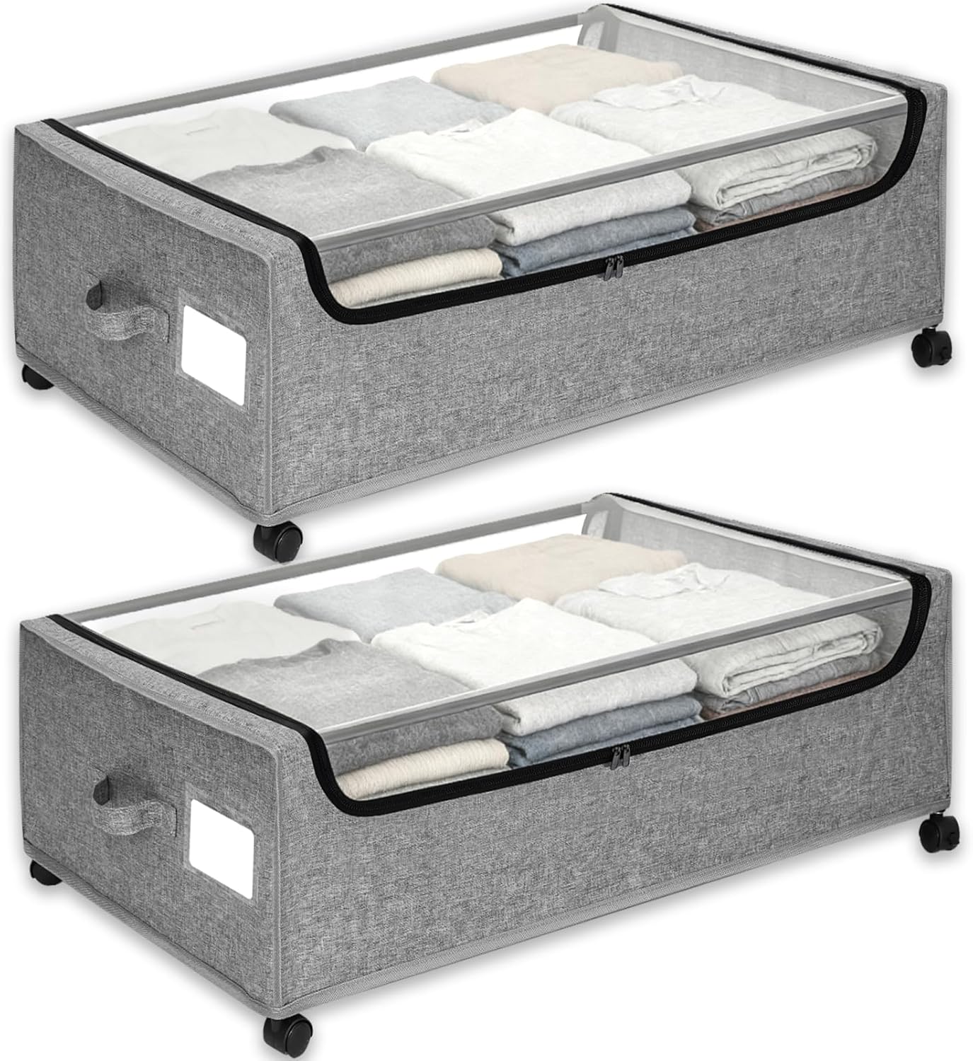 Amazon.com: Under Bed Storage with Wheels, 2-Pack Under the Bed Storage ...