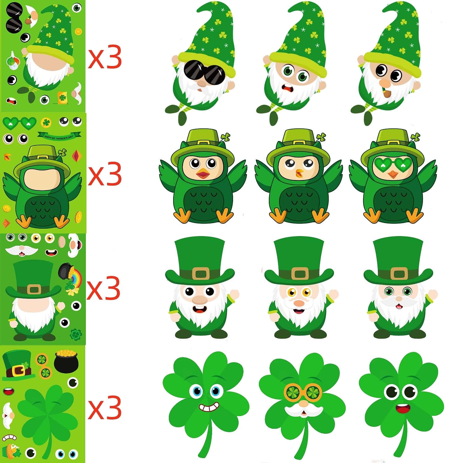 Snapklik.com : St Patricks Day Stickers, Saint Patricks Make A Face ...