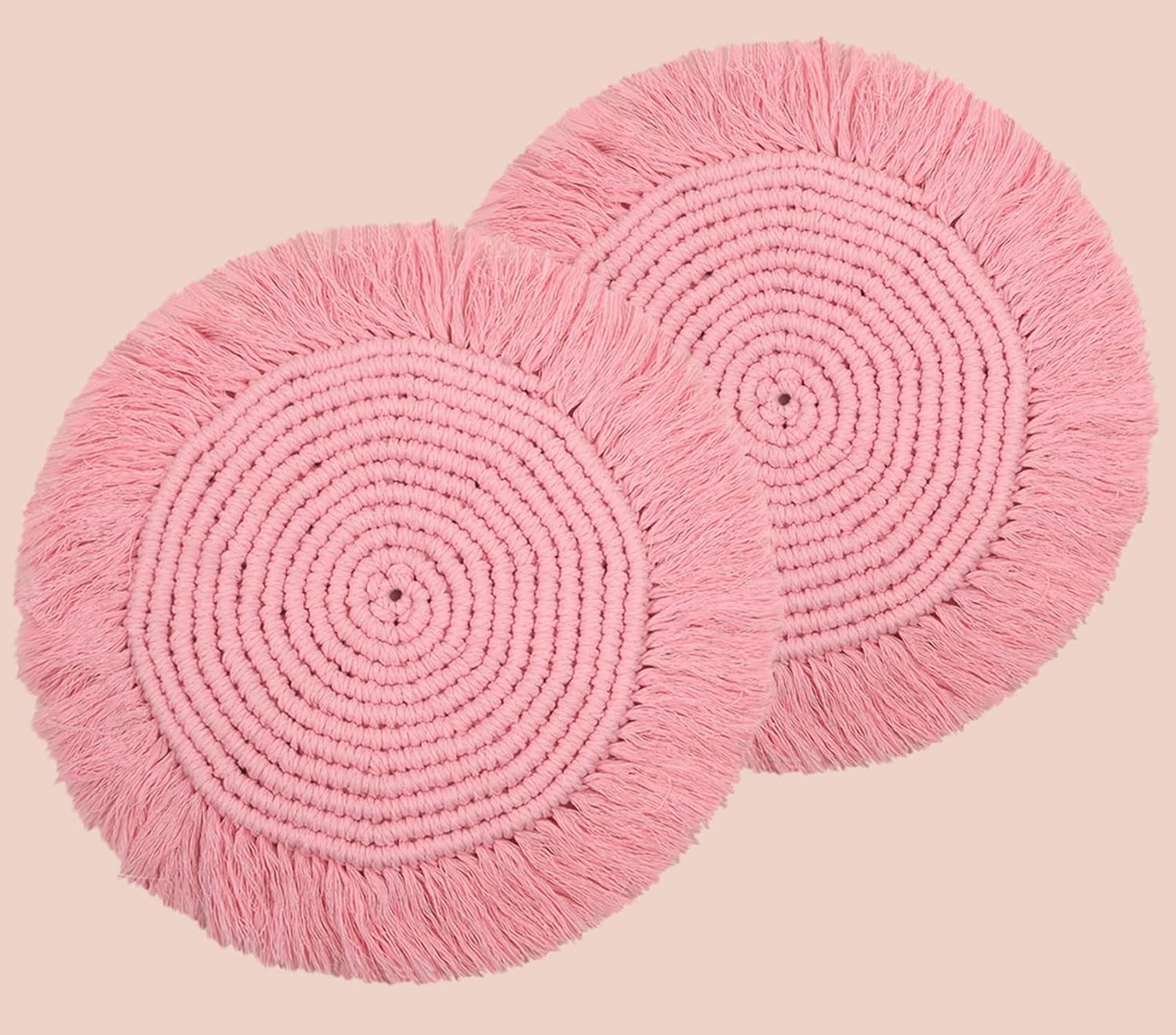 Amazon.com: ANQLRMD Boho Macrame Placemats Pink Round 2Pack Dia 12 ...