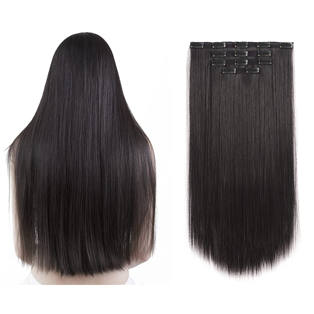 Amazon.com : Hair Extensions RIVAN 4PCS 22Inch Long Straight Synthetic ...