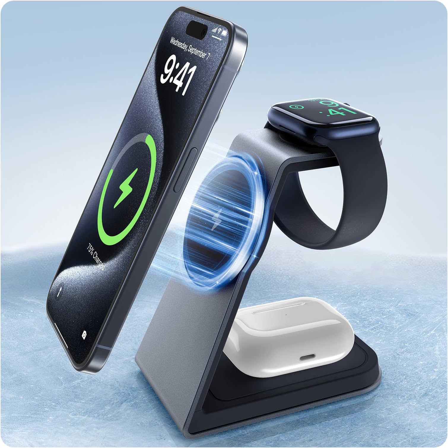 Amazon.com: Soonjet 3 in 1 Wireless Charging Station, Charger Stand for ...