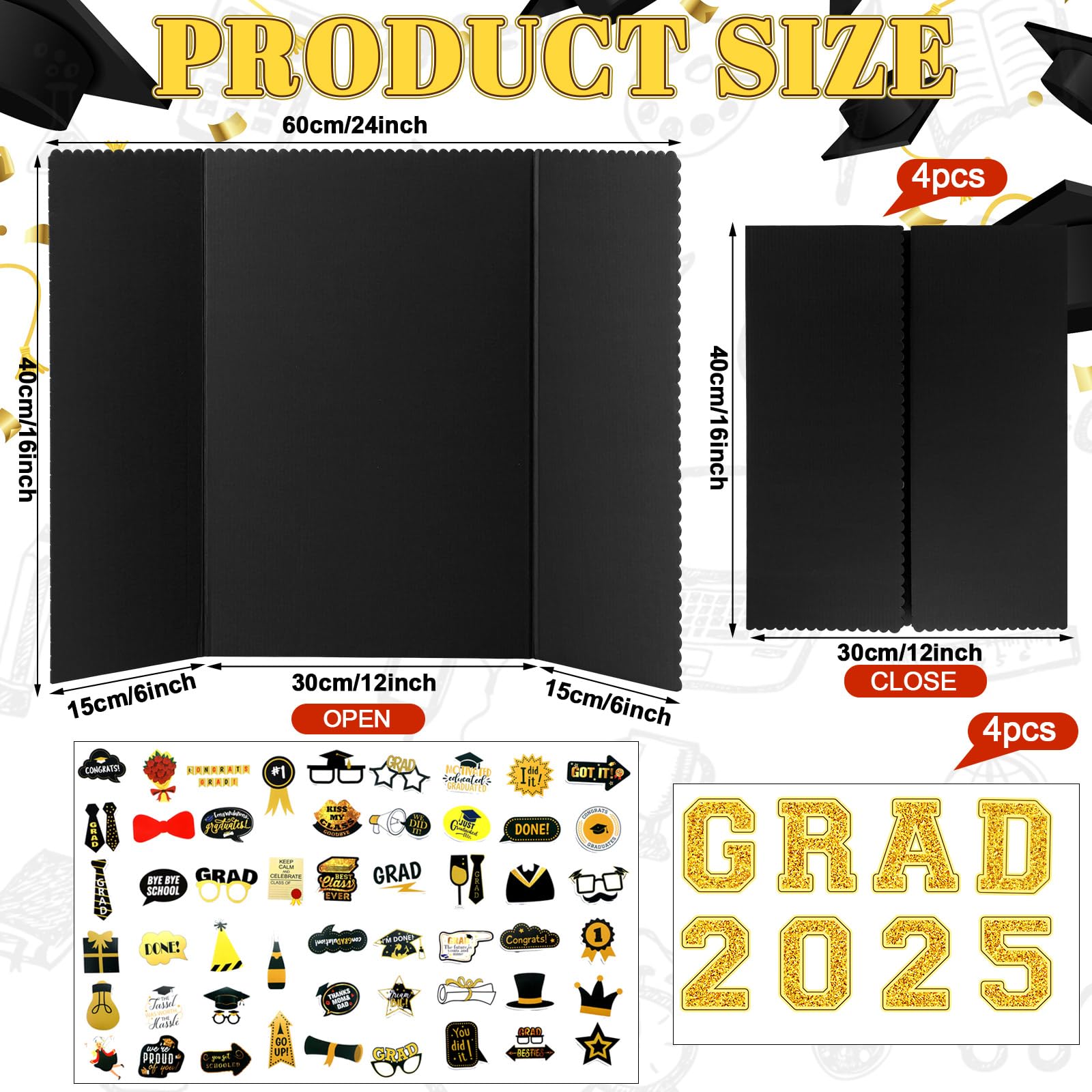 Snapklik.com : 4 Set Graduation Photo Display Board 24" X 16" Trifold ...