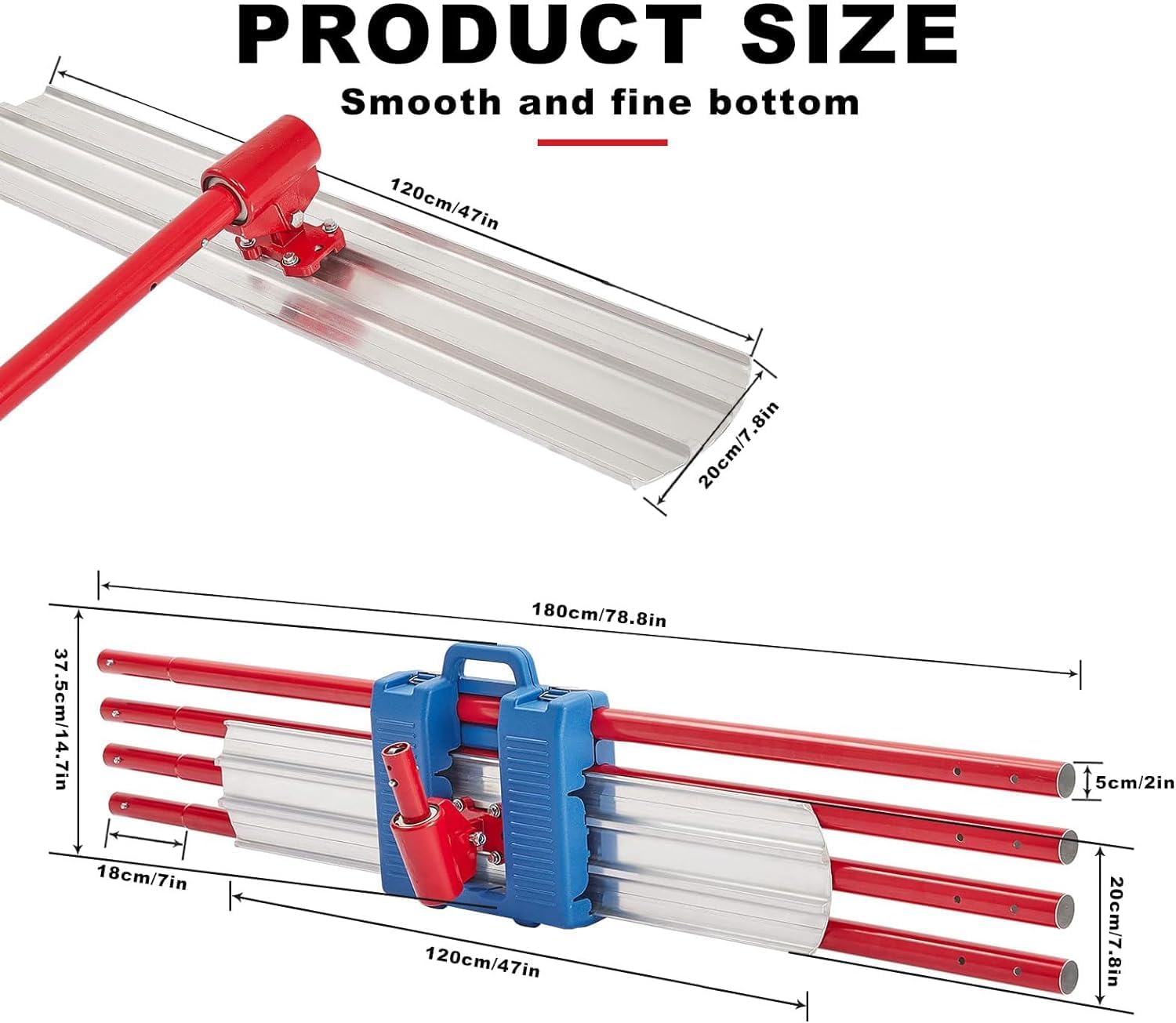 48 x 8 Aluminum Magnesium Alloy Concrete Bull Float Tool Kit with 4 ...