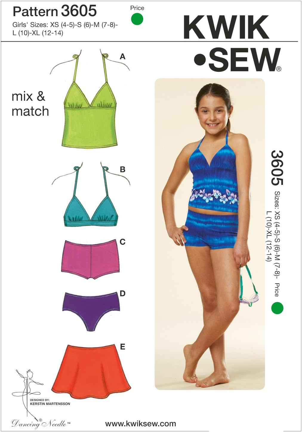 Amazon.com: Kwik Sew K3605 Mix and Match Swimwear Sewing Pattern, Size ...