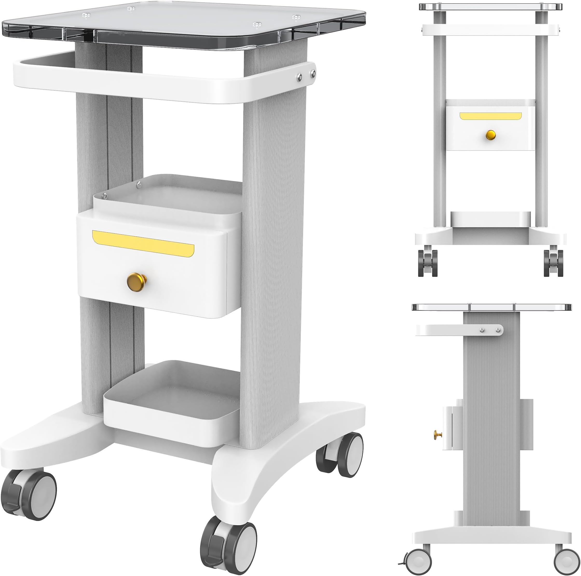 Amazon.com: hemsoe Adjustable Rolling Medical Cart: Pneumatic Mobile ...