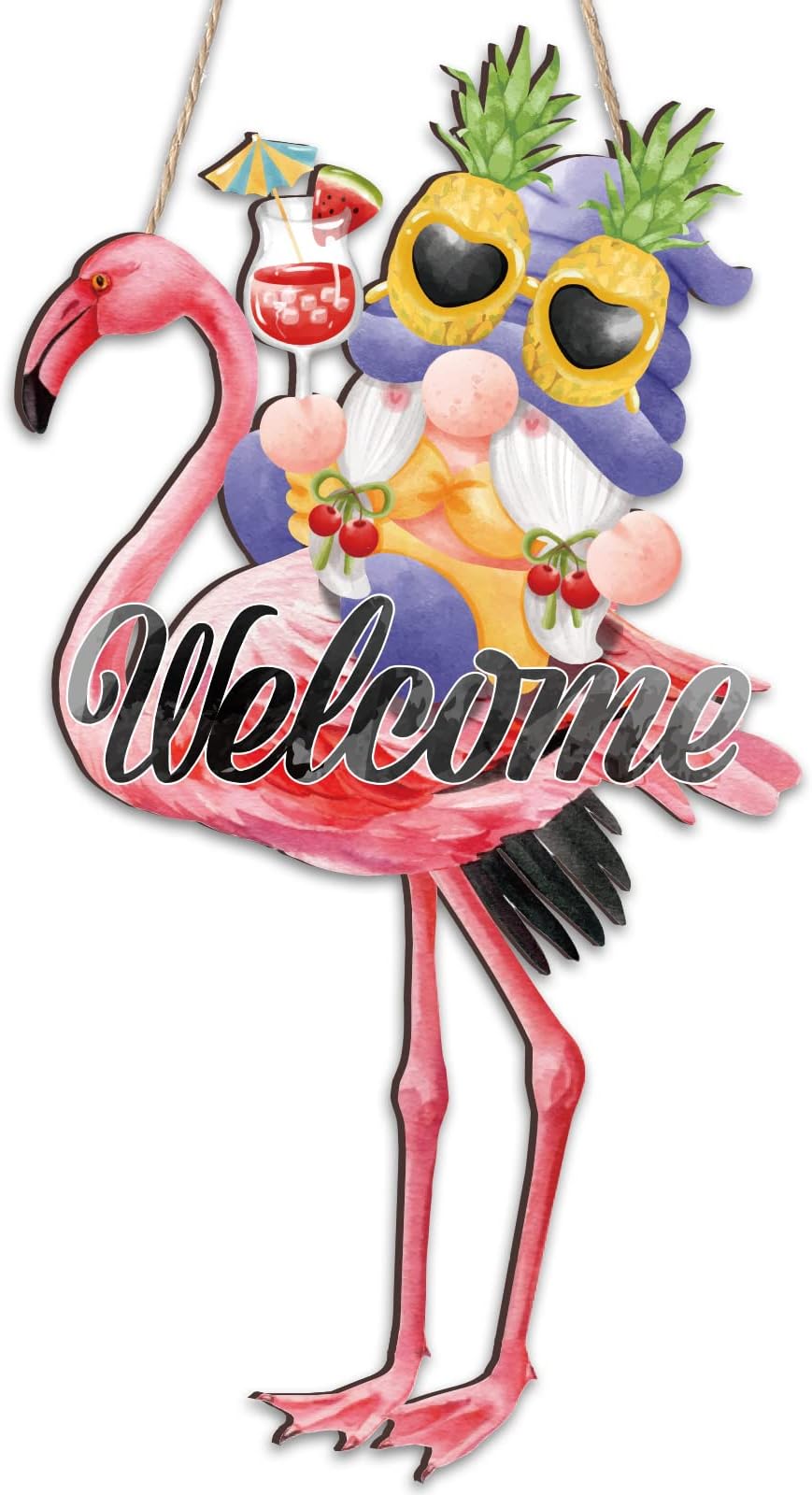 Amazon.com: Bucherry Flamingo Welcome Sign Wood Decor for Front Door ...