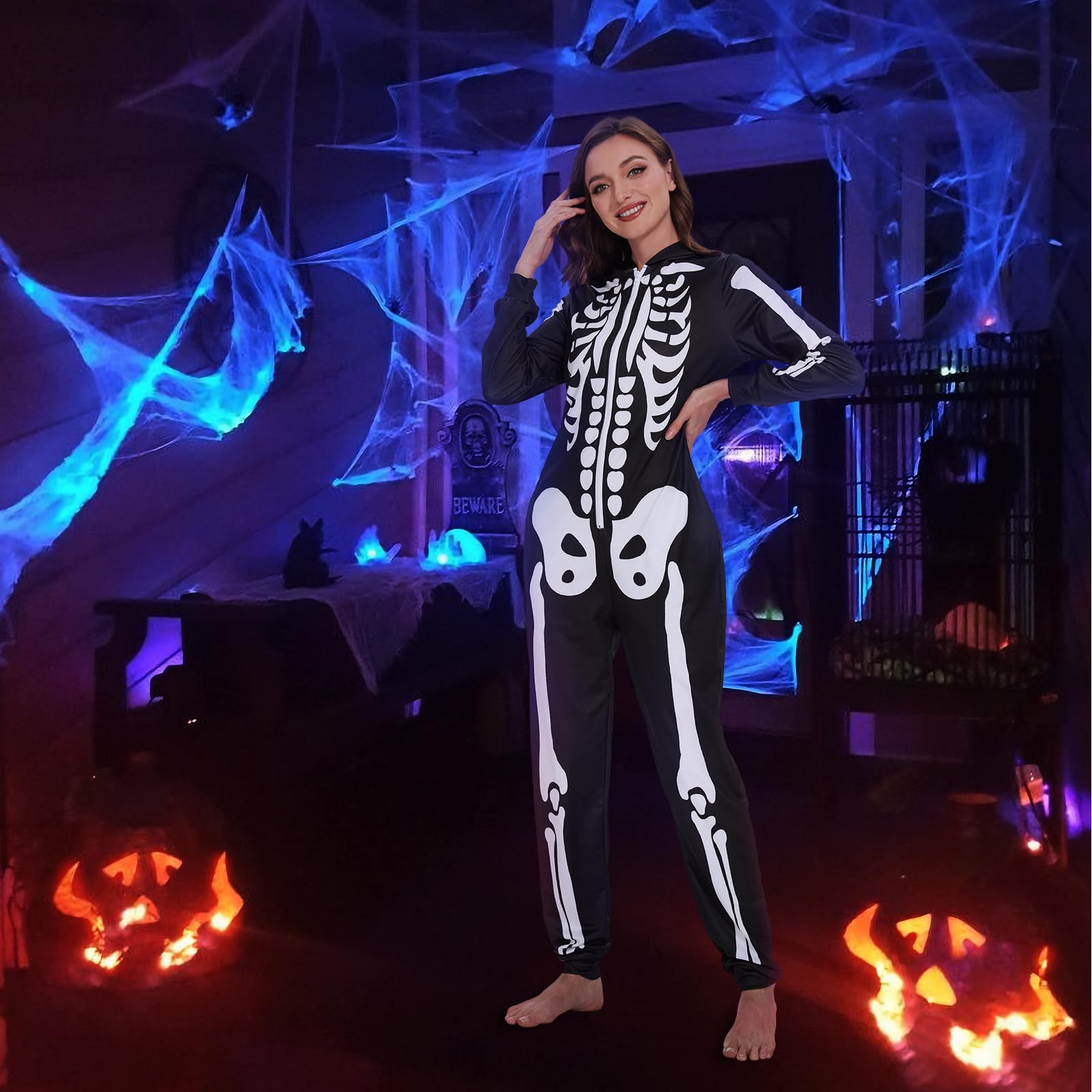 Snapklik.com : Neragron Skeleton Costume Women, Halloween Skeleton ...
