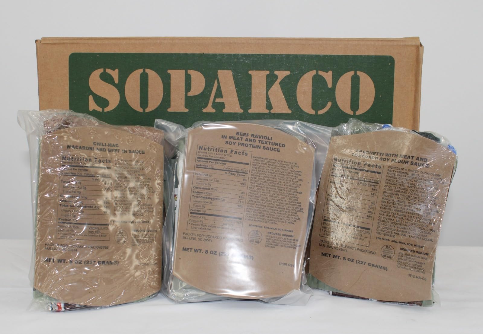 Amazon.com: SOPAKCO MREs-Reduced Sodium Food Rations 16 Meals Ready To ...