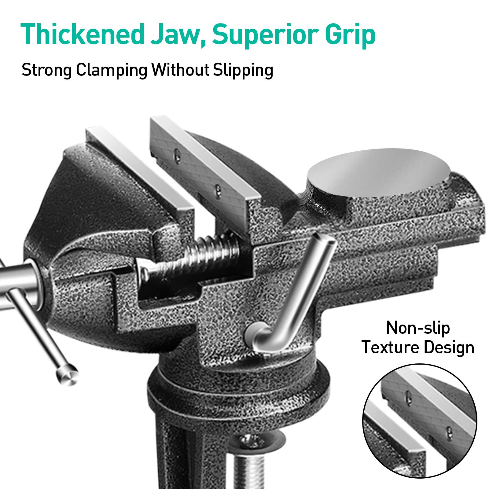 Snapklik.com : Universal 3 Inch Table Vise, 360 Rotating Swivel Base ...