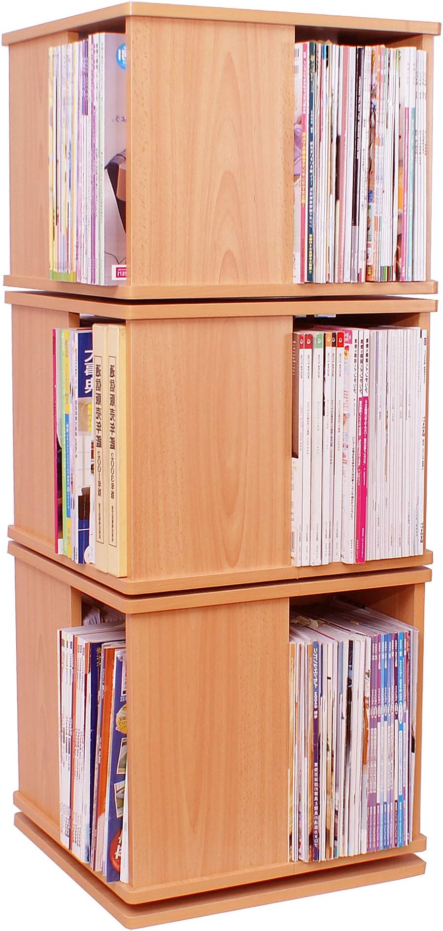 Amazon.co.jp: 3 Tiers Rotating Bookshelf A4 Rotating Bookcase for ...