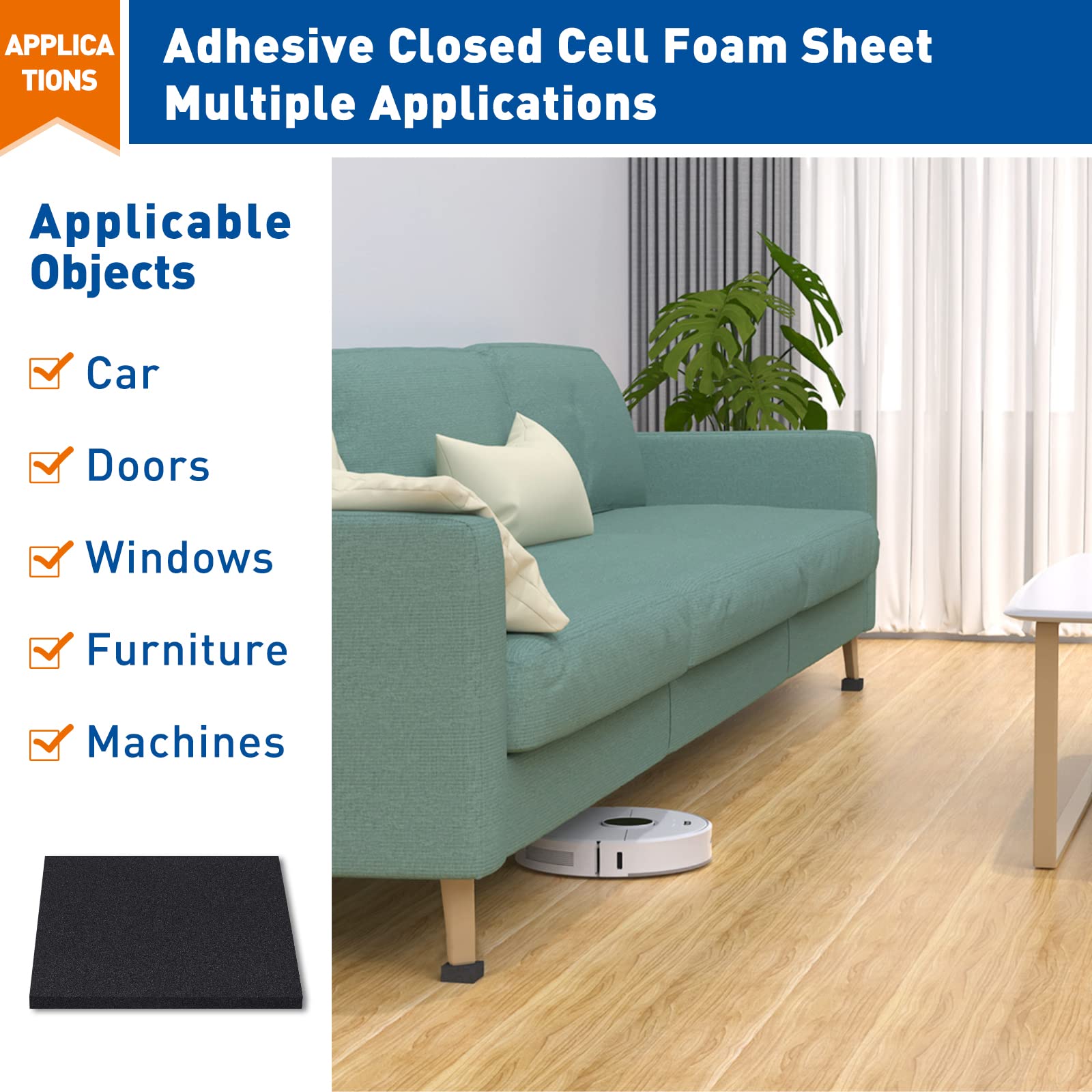 Snapklik.com : MAGZO Adhesive Foam Padding 1/2 Inch Thick X 4 Inch Long ...