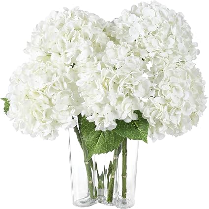 Amazon.com: Coferset White Hydrangea Artificial Flowers 3pcs Lifelike ...