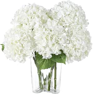 LEUCHTAMOR Pack of 3 Hydrangea Artificial Flowers White Silk Hydrangea ...