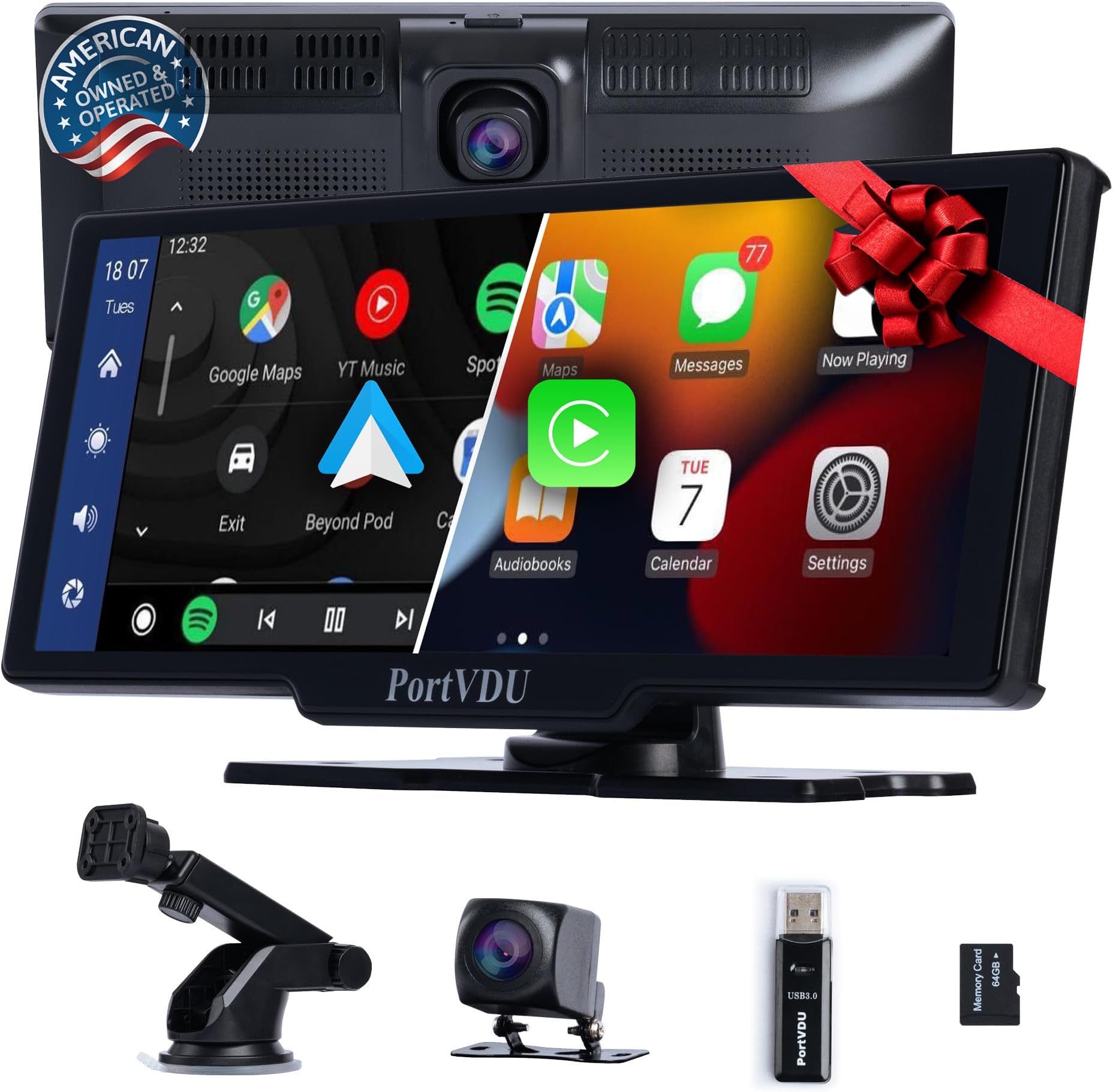 Amazon.com: Westods Portable 10.26" Wireless Carplay Screen & Android ...