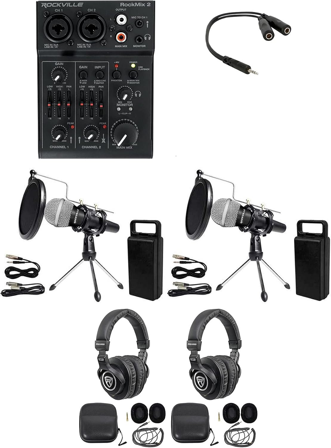 Amazon.com: Rockville RockMix Recording Mixer Bundle with (2) Rockville ...
