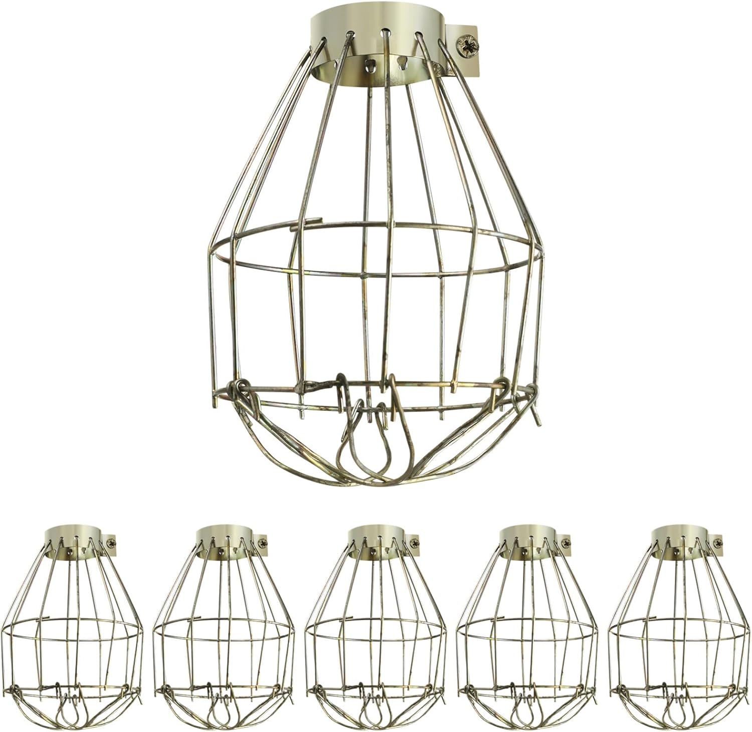 PACKOVE Vintage Light Cage Guard 6pcs Metal Wire Lamp Shade Industrial ...