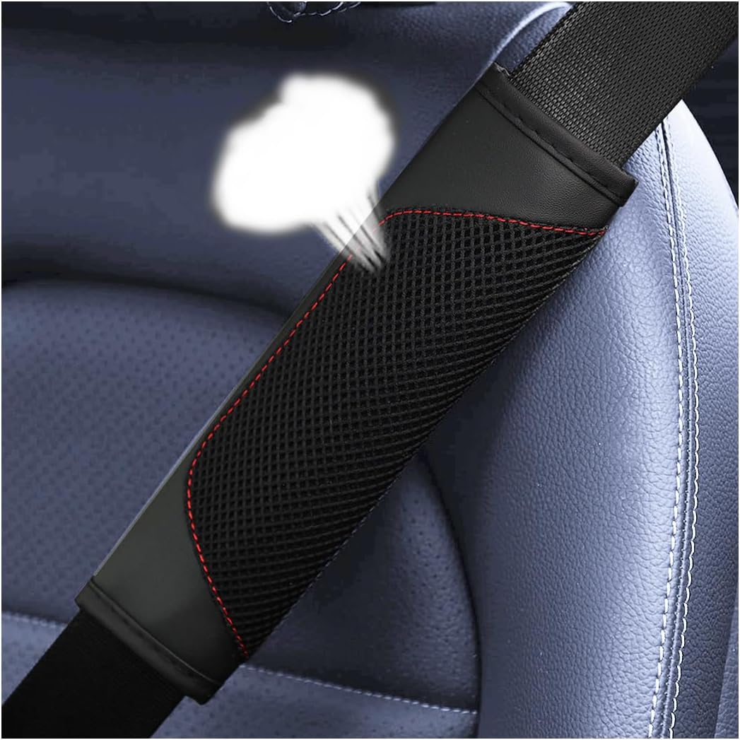 Amazon.com: BESULEN Car Seat Belt Pads Cover, 2 Pack Leather Mesh ...