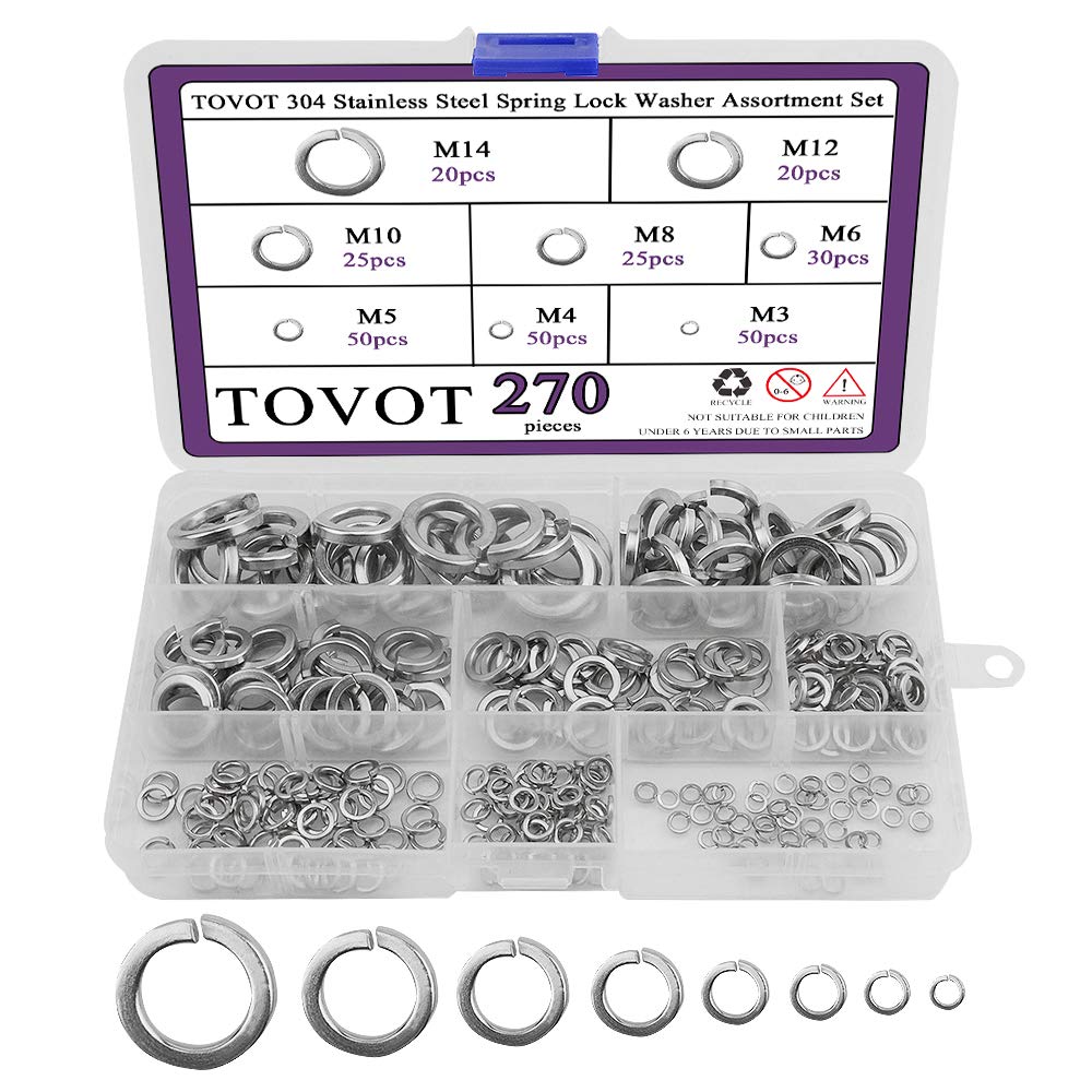 Amazon.com: TOVOT 270PCS 8 Sizes Split Lock Washer Assortment Kit ...