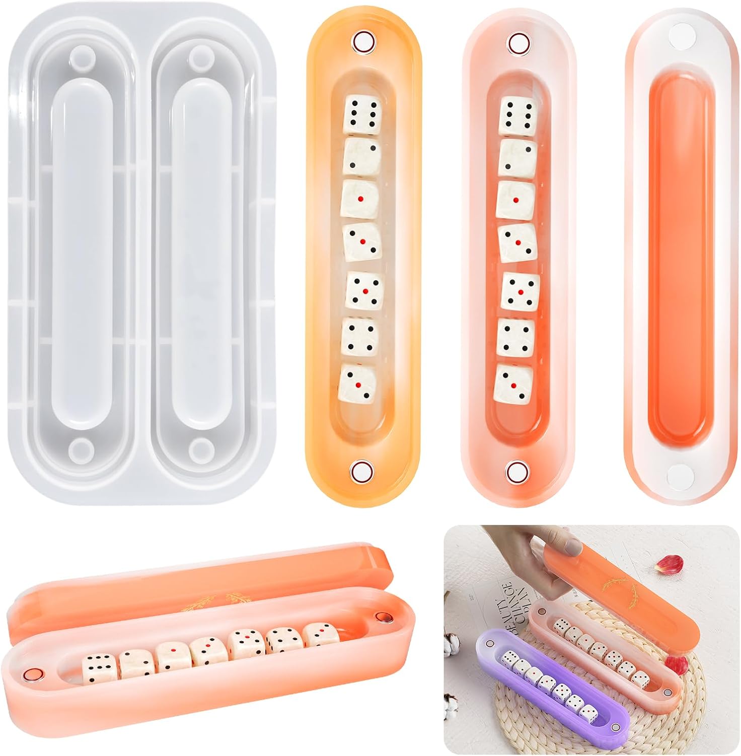 Amazon.com: Dice Mold Dice Long Storage Molds - Resin Casting Silicone ...
