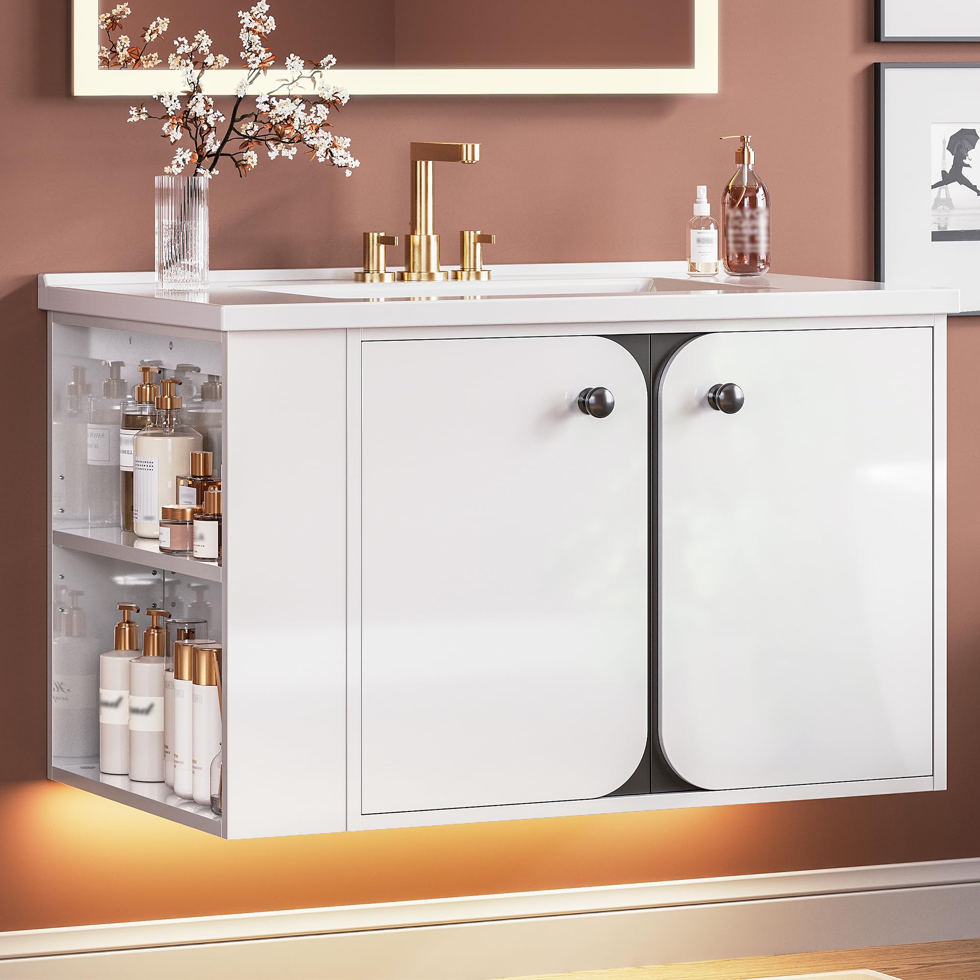 IRONCK 30" Bathroom Vanity with Sink, Floating Bathroom Sink Cabinet ...