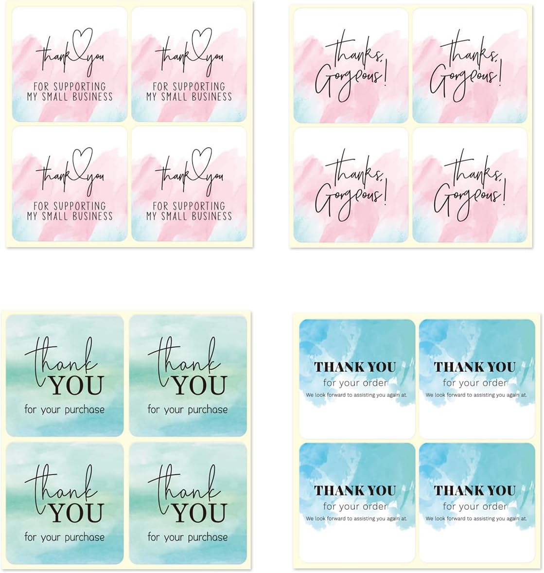 240pcs Thank You Sticker 1.57 Inch Square Self-Adhesive Thank You for ...