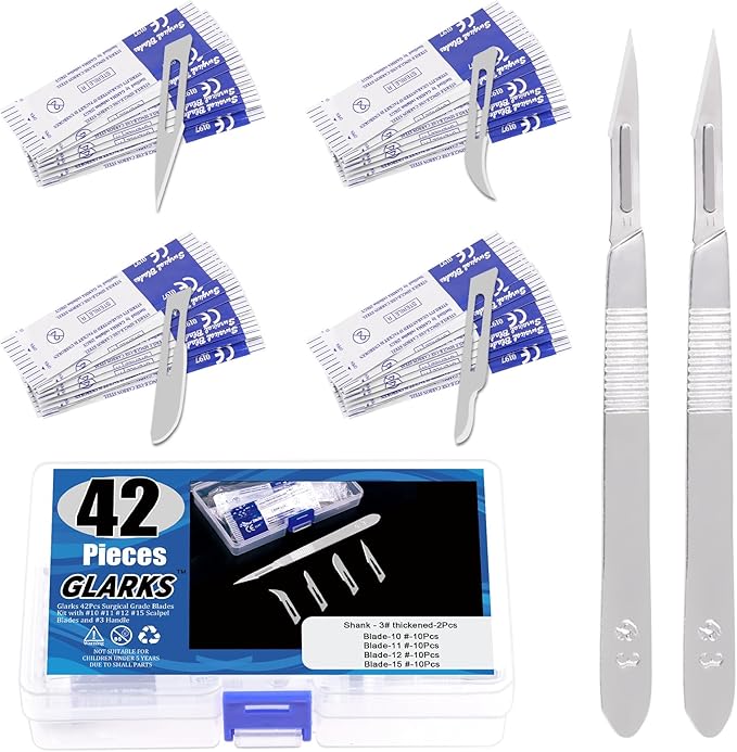 Amazon.com: Glarks 42Pcs Surgical Grade Blade Kit, 40Pcs #10 #11 #12 ...