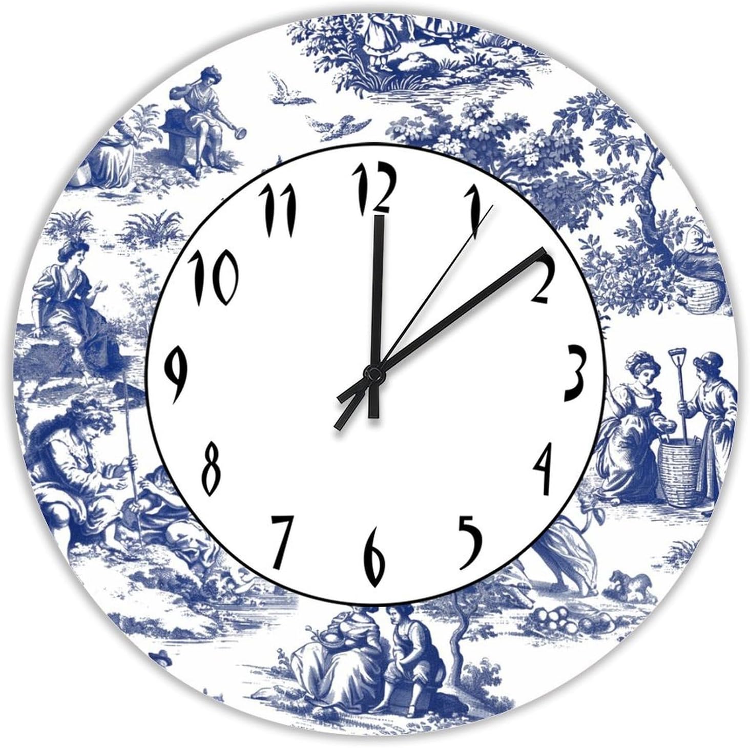 Amazon.com: JuneLucky Farmhouse Round Wooden Clock 15in,Navy Blue and ...