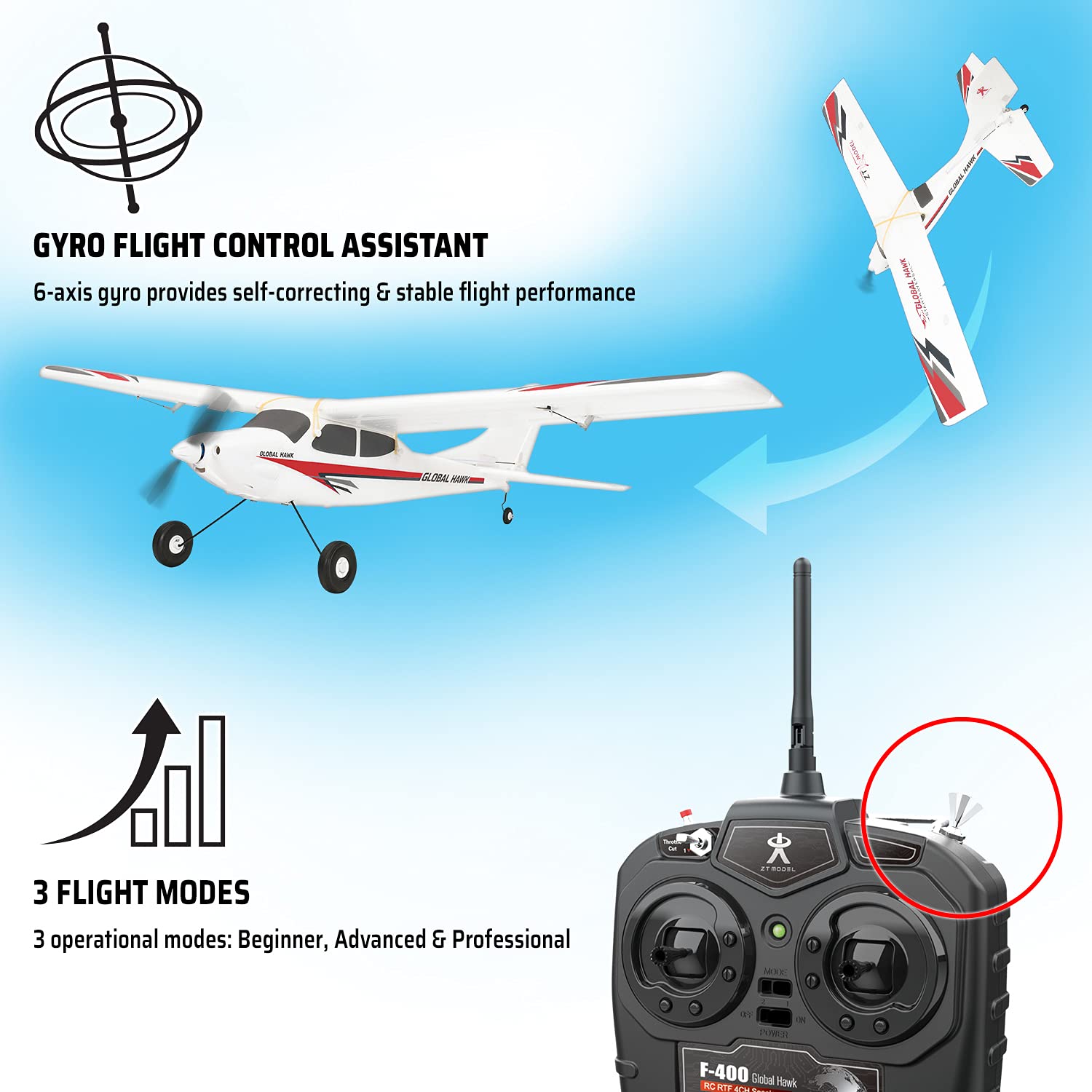 ZT-Model Global Hawk 2.4 GHz RC Seaplane Radio Controlled Trainer ...