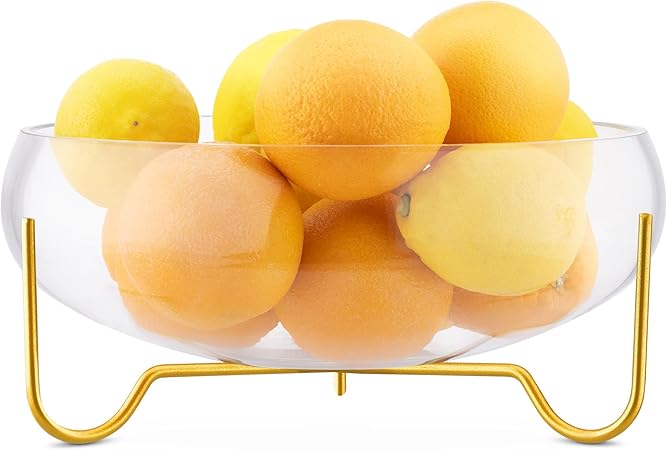 Navaris Glass Fruit Bowl with Stand - Clear Round Centerpiece for ...