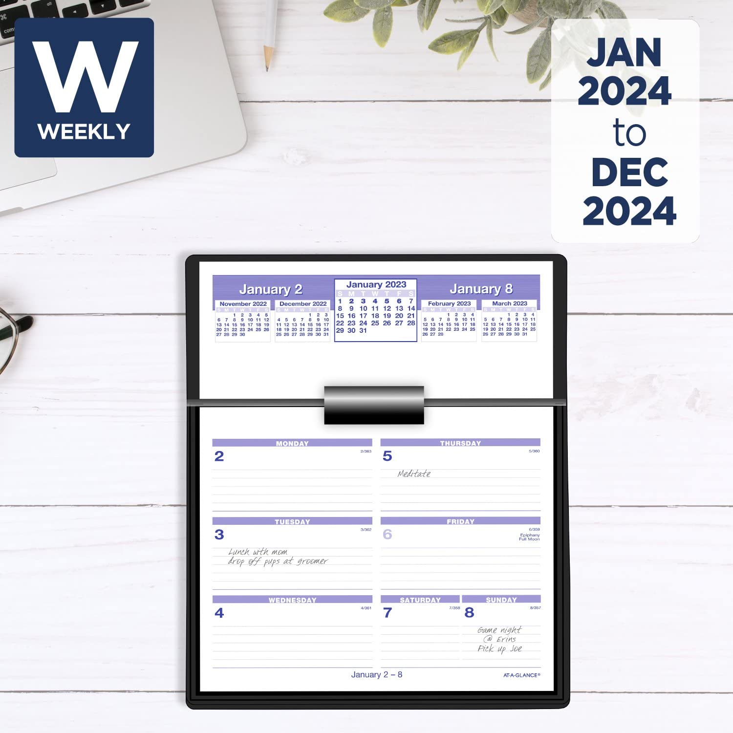 Snapklik.com : AT-A-GLANCE 2024 Flip-A-Week Desk Calendar And Base, 5-1 ...