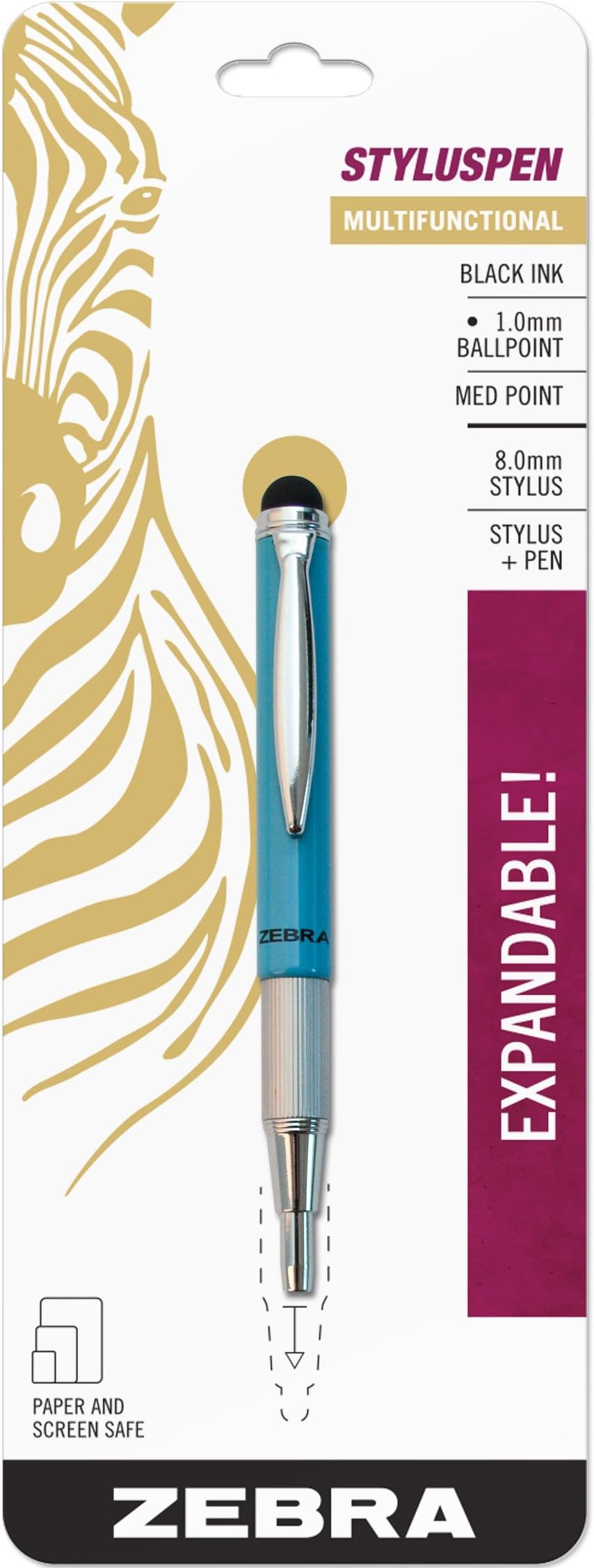 Amazon.com : Zebra Expandz Ballpoint Pen Light Blue Barrel : Office ...