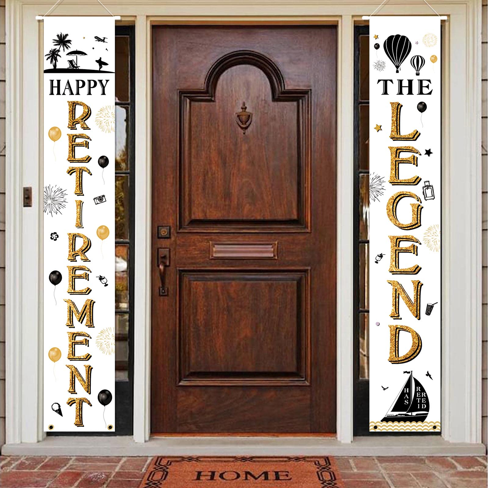 Retirement Party Decoration Happy Retirement Hanging Banner Porch Sign ...