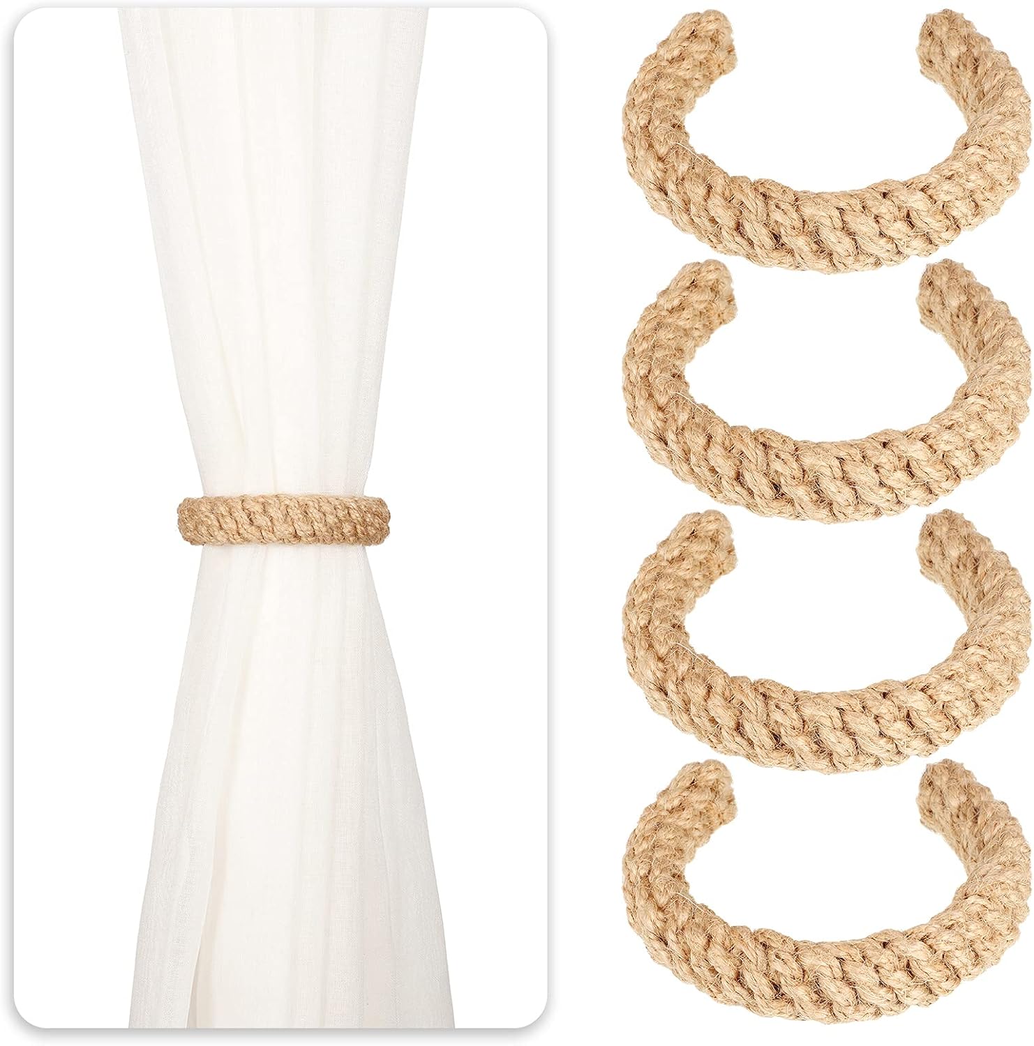 Amazon.com: Curtain Tiebacks Rustic Curtain Holdbacks Braided Drapes ...