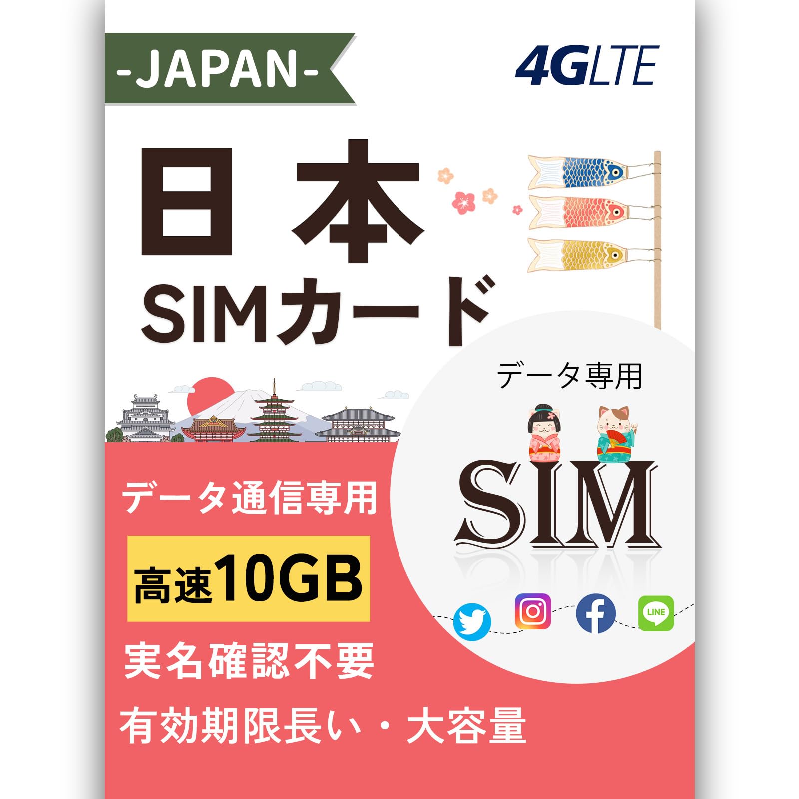Amazon.co.jp: 【日本 SIM】プリペイドsim 360日間 10GB 安定した高速通信 5G/LTE/4G高速回線 有効期限長い 大容量 Rakuten SIM データ通信専用 ...