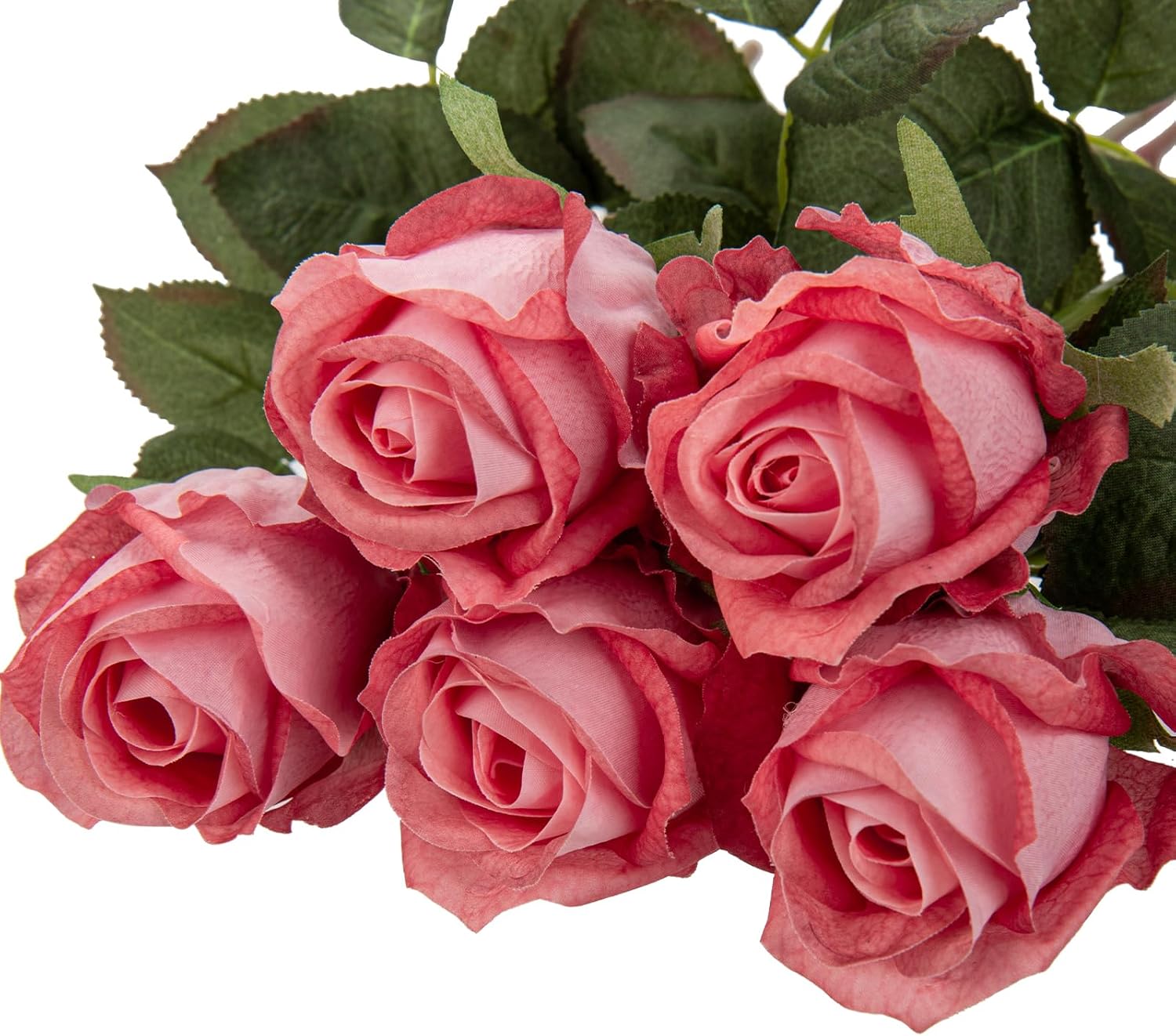 Amazon.com: Artificial Realistic Roses Pale Red Flowers 24" Real Touch ...