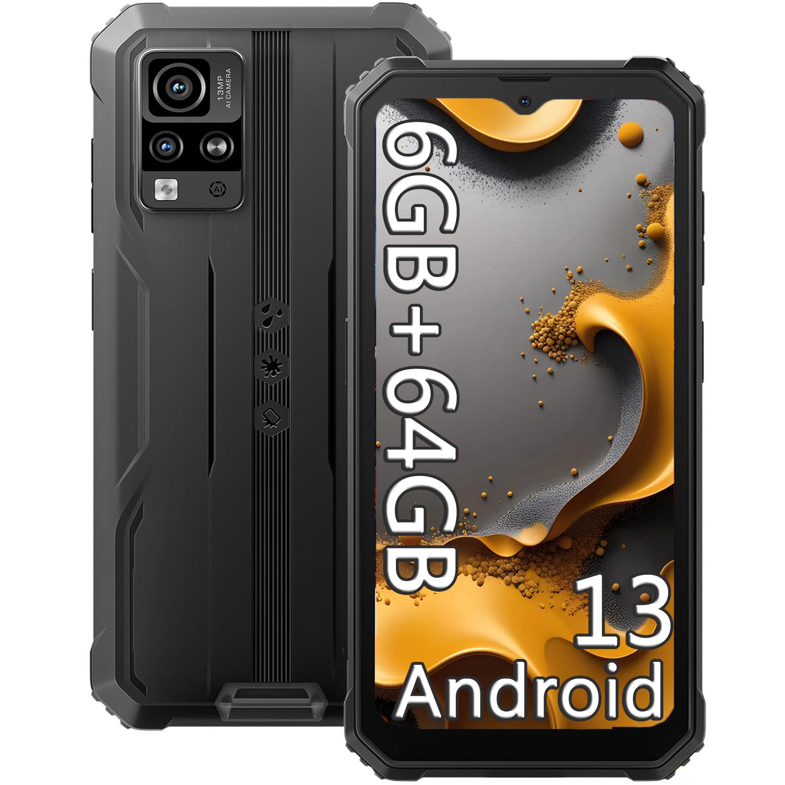 Blackview Rugged Phone, BV4800 Android 13 Phone, 6GB+64GB 2TB Expand ...