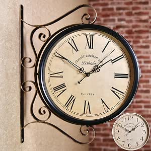 Amazon.com: CKKNILV Outdoor Garden Wall Clock, Wrought Iron Retro ...