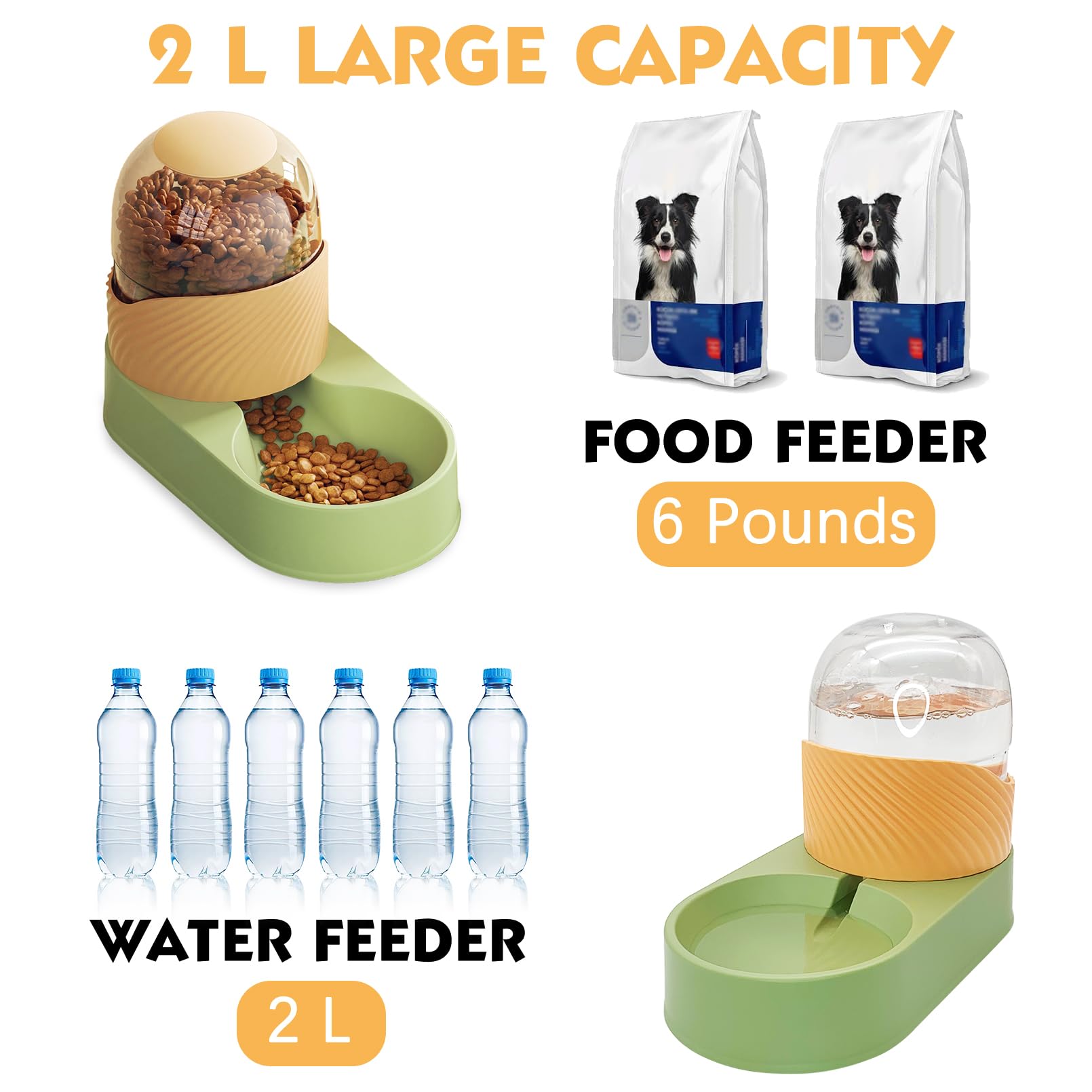 Snapklik.com : BNOSDM 2 Pcs Gravity Dog Feeder And Water Dispenser ...