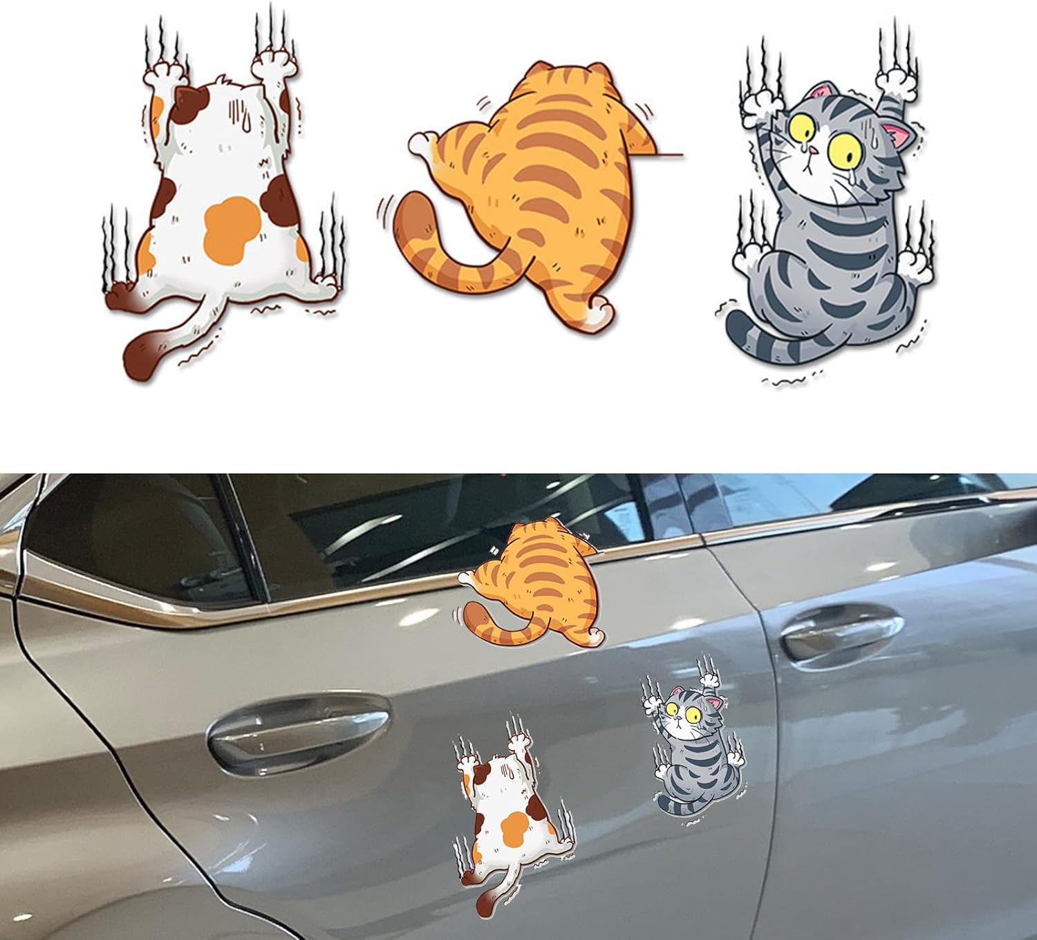 9 Pcs Funny Climbing Cats Car Stickers, Cute Cat Cartoon Decal Car ...