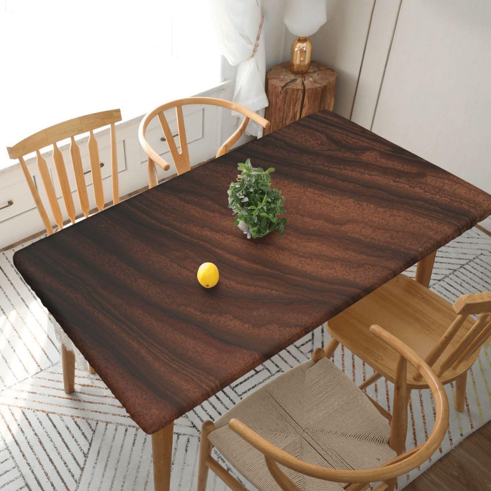 Amazon.com: BOXIMIAO Tablecloth with Elastic Edge Walnut Wood Grain ...