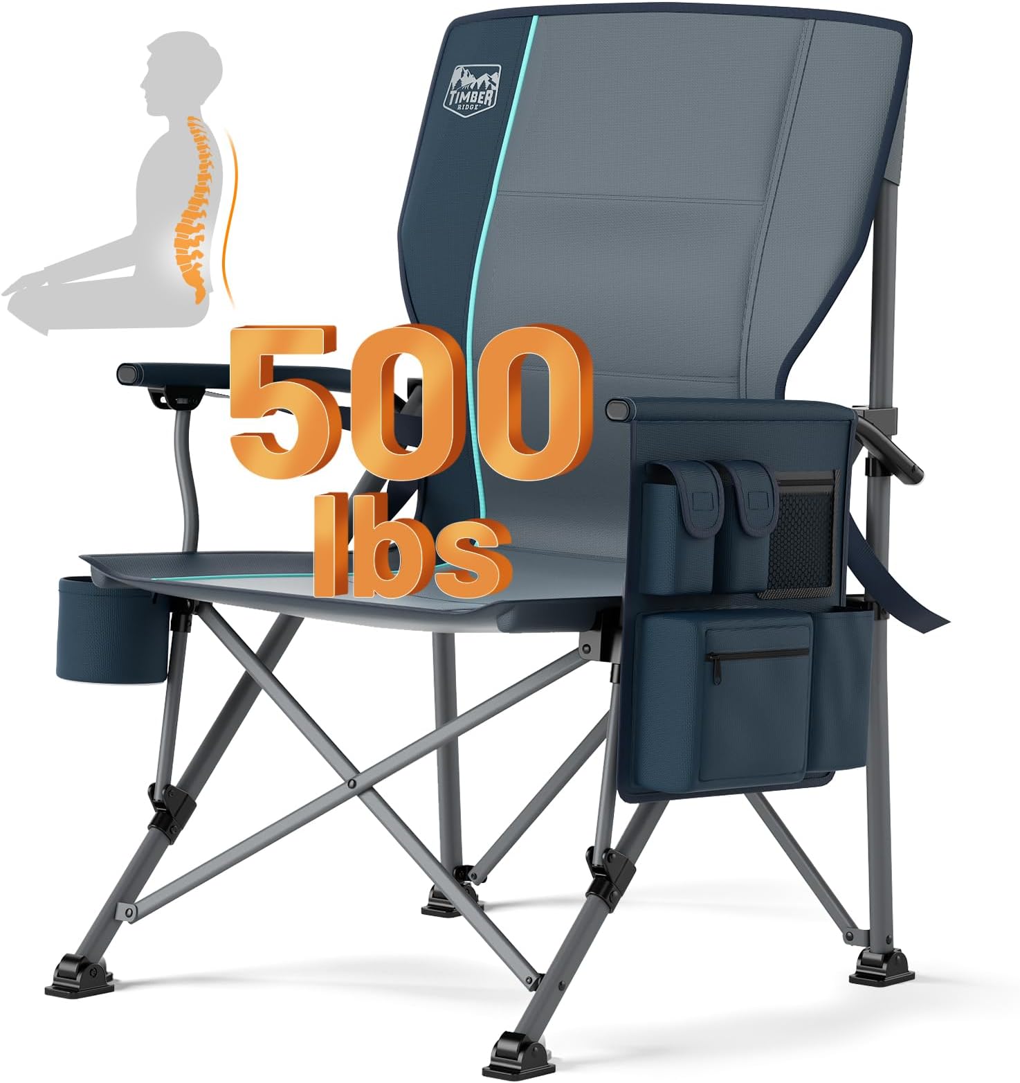 Amazon.com: TIMBER RIDGE Oversized Folding Camping Chair with Lumbar ...