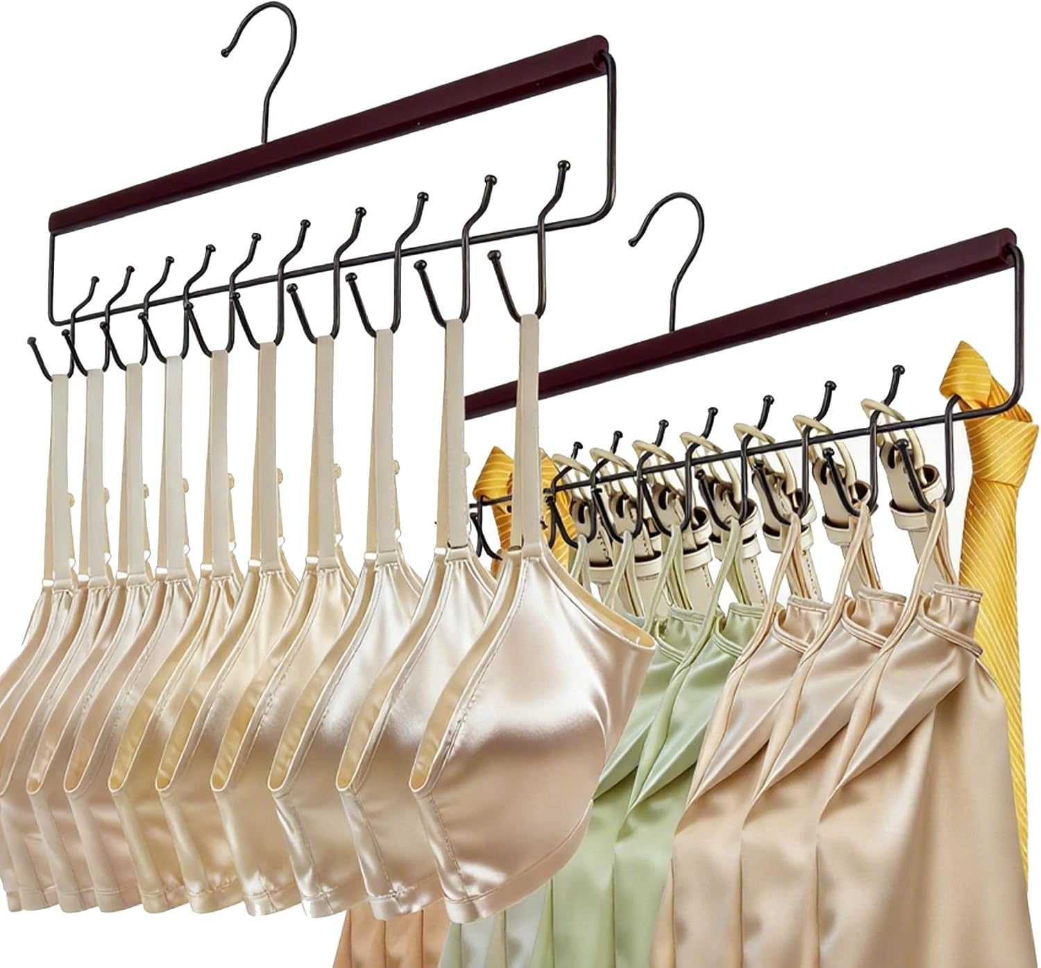 Amazon.com: TAIKONLAB Bra Hanger 2 Pack with Premium Wood, 40 Hooks ...