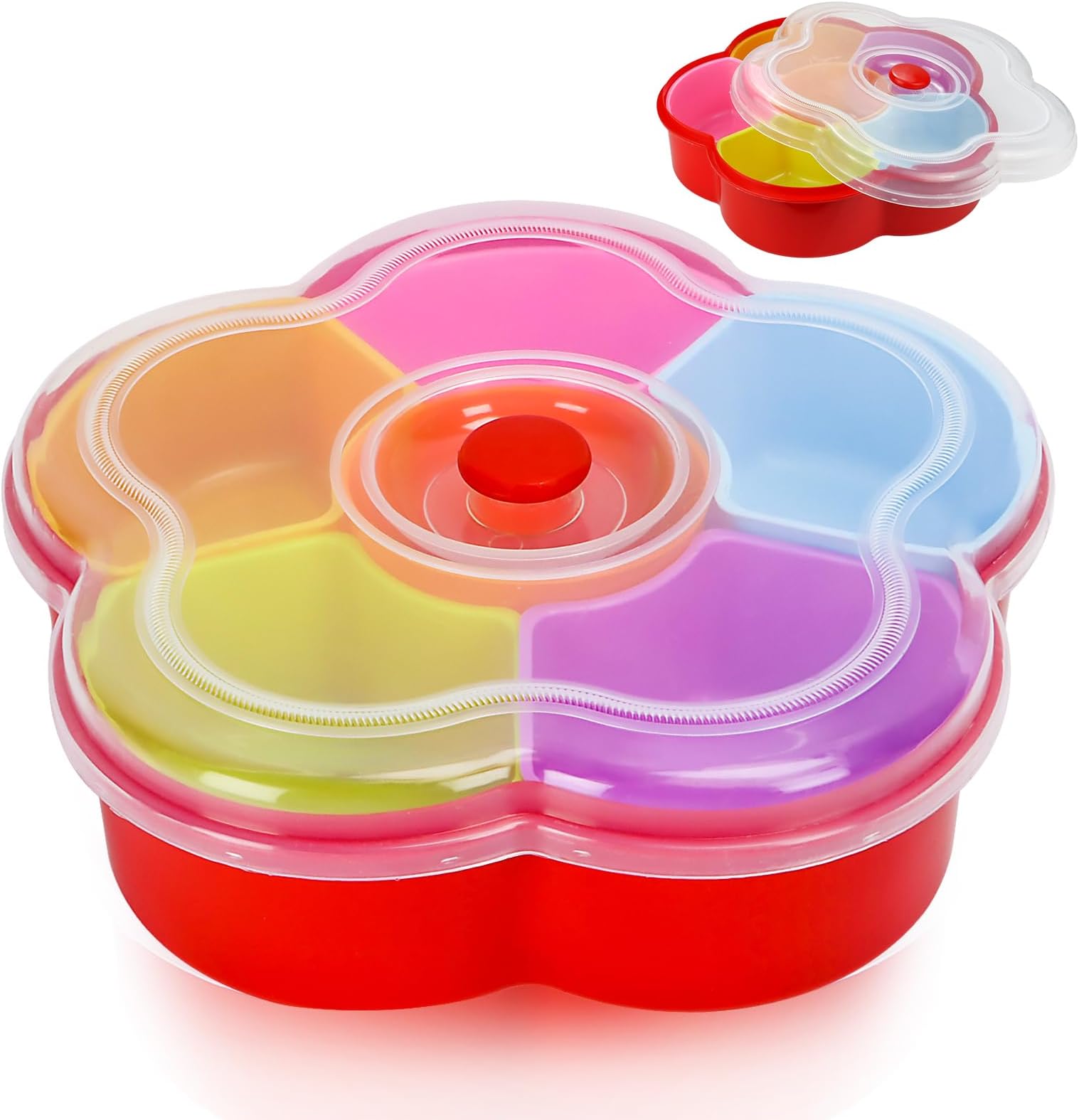Amazon.com | Tessco 2 Pcs Divided Snack Tray with Lid Flower Shaped ...