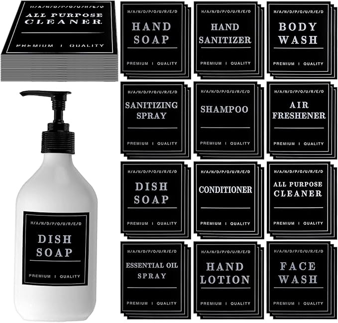 Amazon.com: 36PCS Waterproof Labels for Bottles, Bathroom Hand Soap and ...